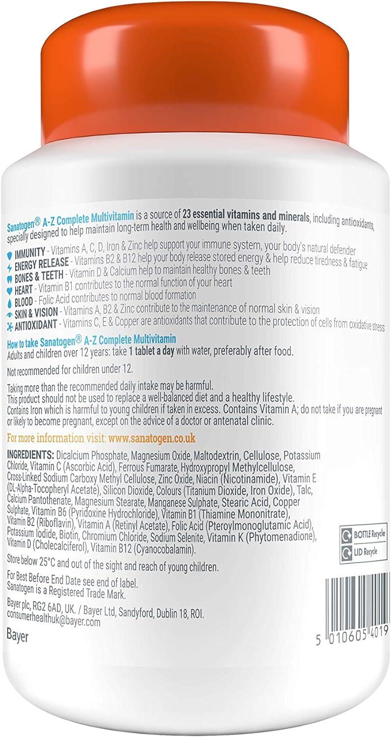 Sanatogen A-Z Complete Multivitamin Tablets | 180 Tablets | 6 Months ...