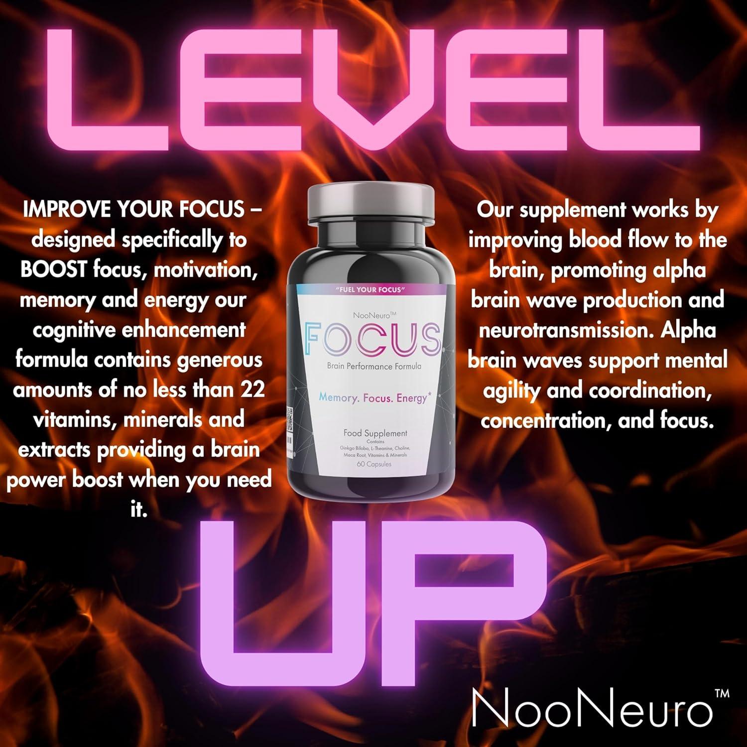 NooNeuro Focus Alpha Brain Cognitive Performance Supplement - Enhance ...