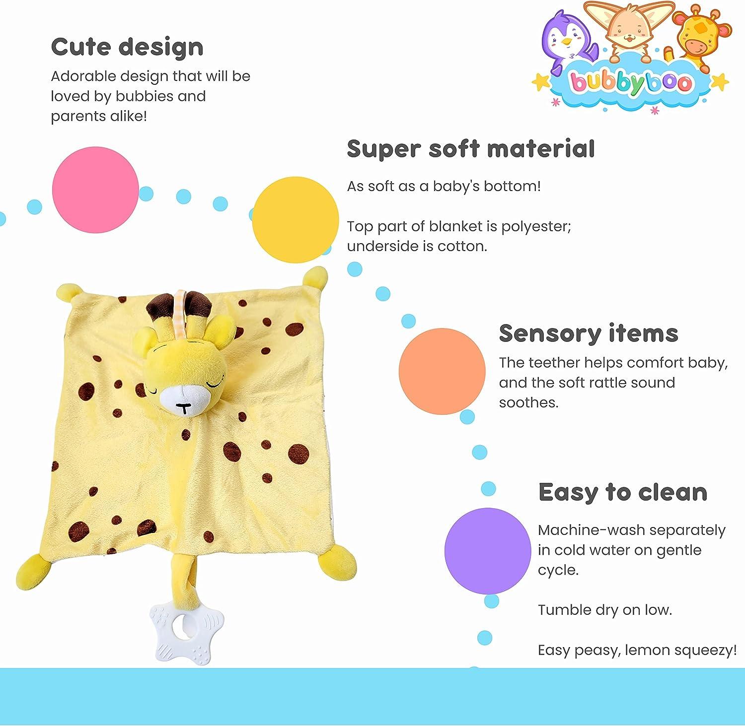 Bubby Boo Yellow Giraffe Stuffed Animal Security Blanket with Rattle ...