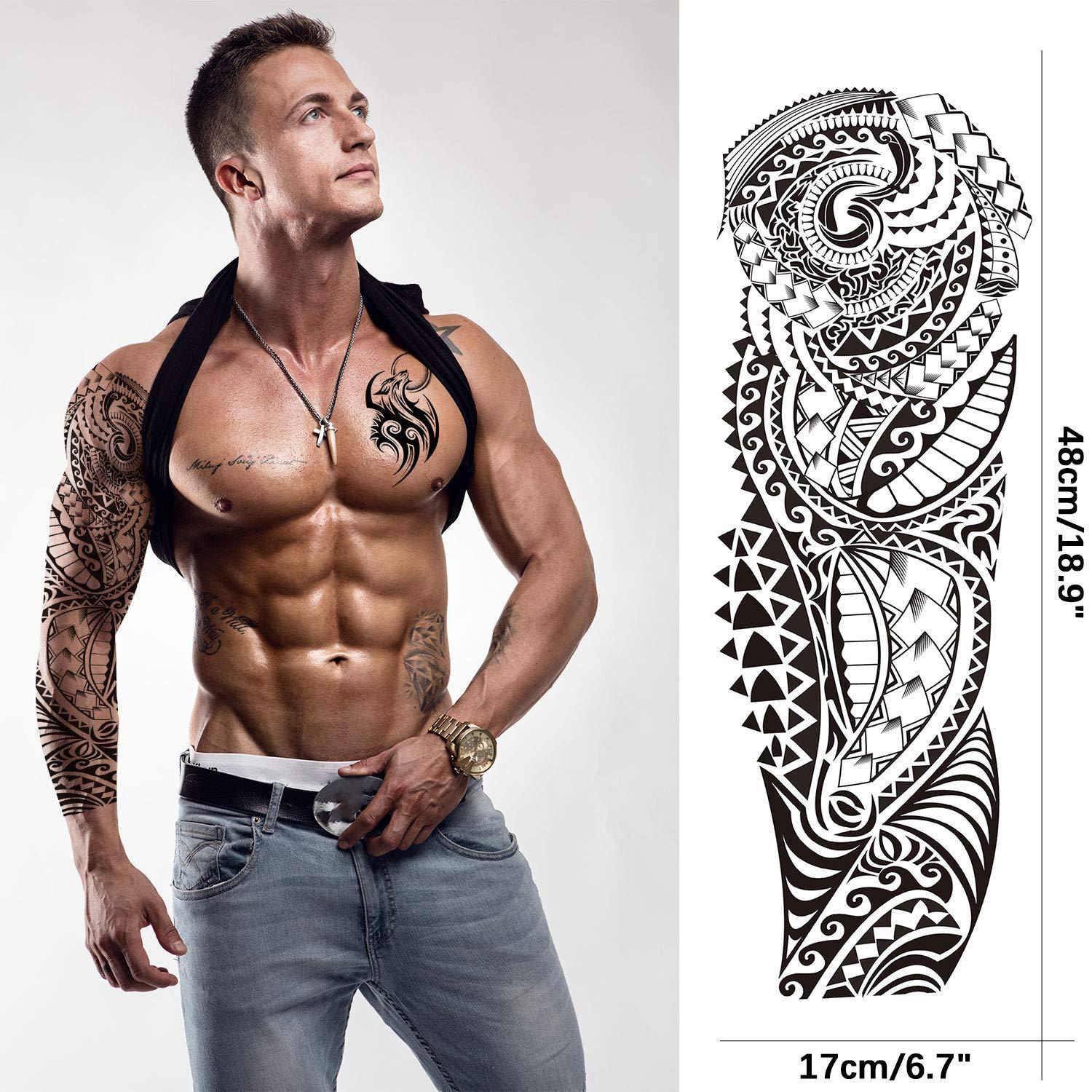 Aresvns Waterproof Temporary Full Arm Tattoo Sleeve (L19xW7 ...