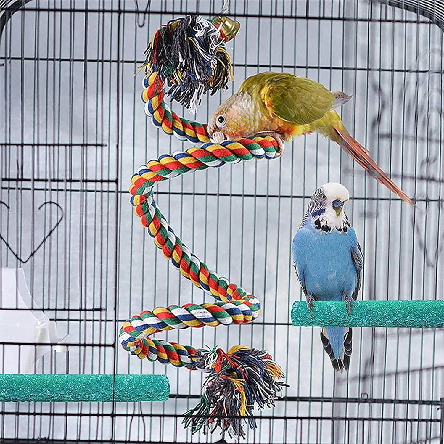 Parrot Perch Spiral Colorful Budgie Toys Cotton Rope Cockatiel Toy Bird ...