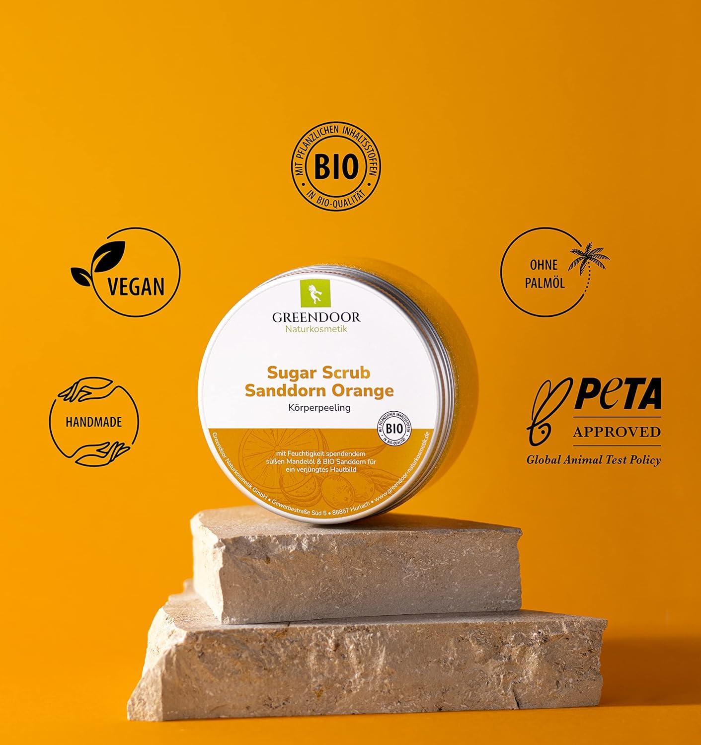 Greenendoor Body Peeling Sugar Scrub - Organic Sanddorn & Orange | 230g ...