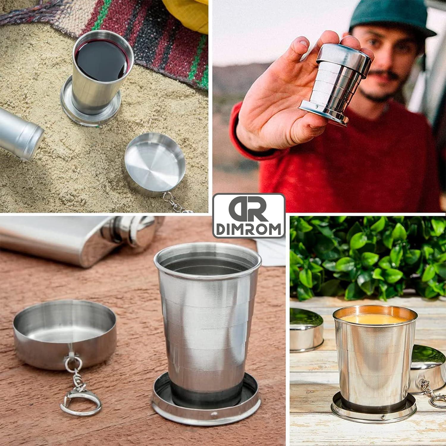 Camping Collapsible Metal Shot Glass Keychain - Portable Telescoping ...