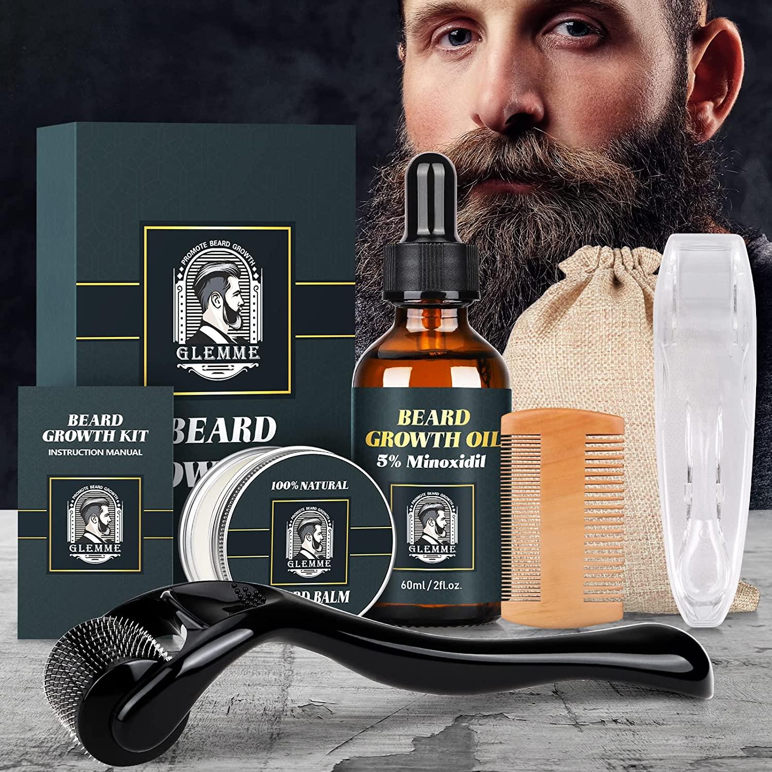 5 Minoxidil Beard Growth Kit With Derma Roller And Growth Oil For Men