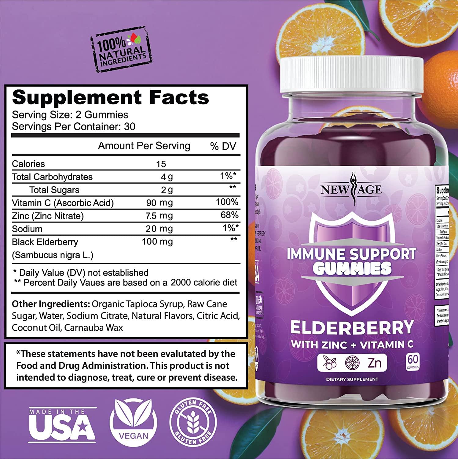 Immune System Support Gummies - Sambucus Black Elderberry with Vitamin ...