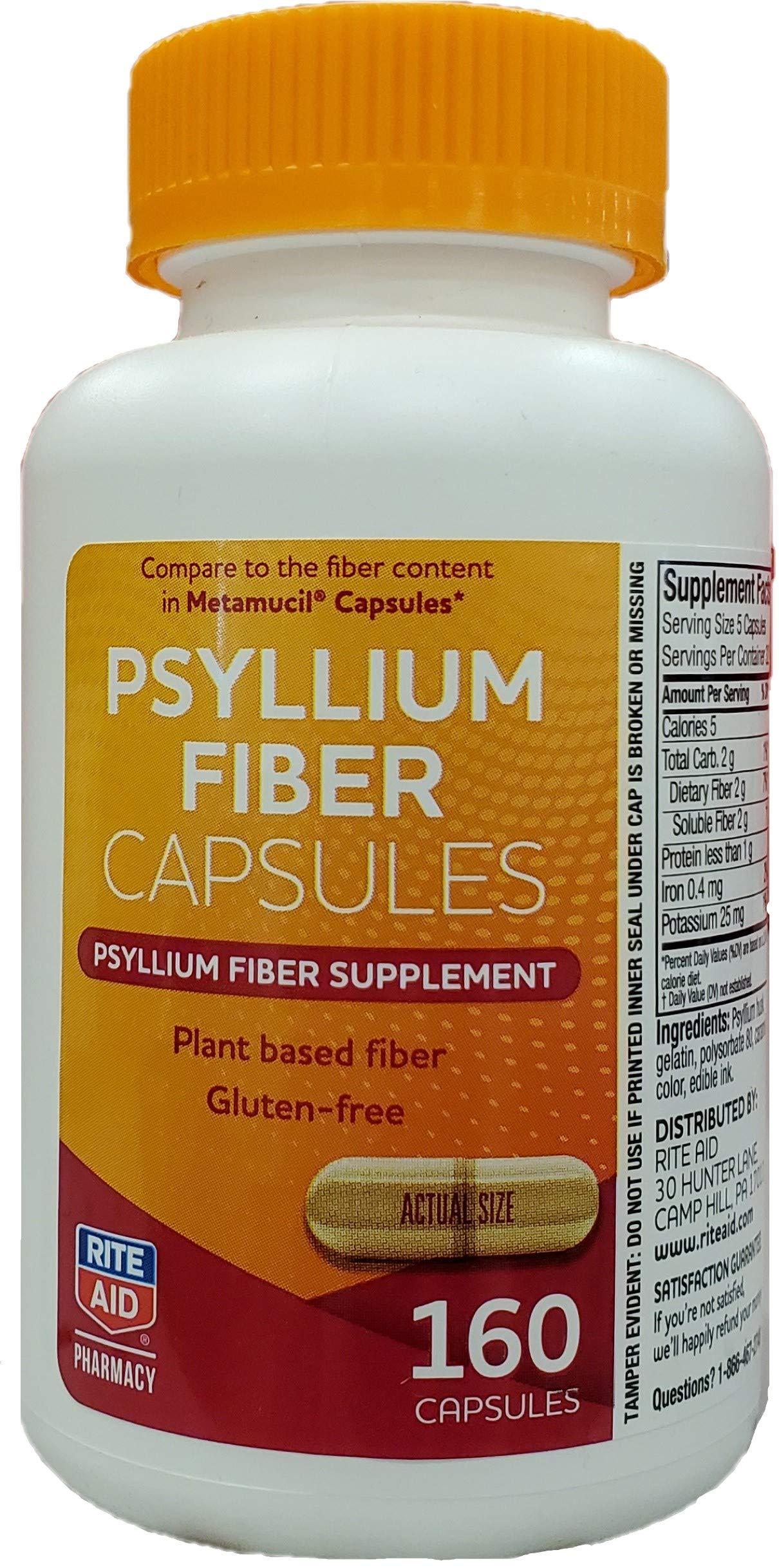 Rite Aid Psyllium Fiber Capsules 160 Count | Natural Constipation ...