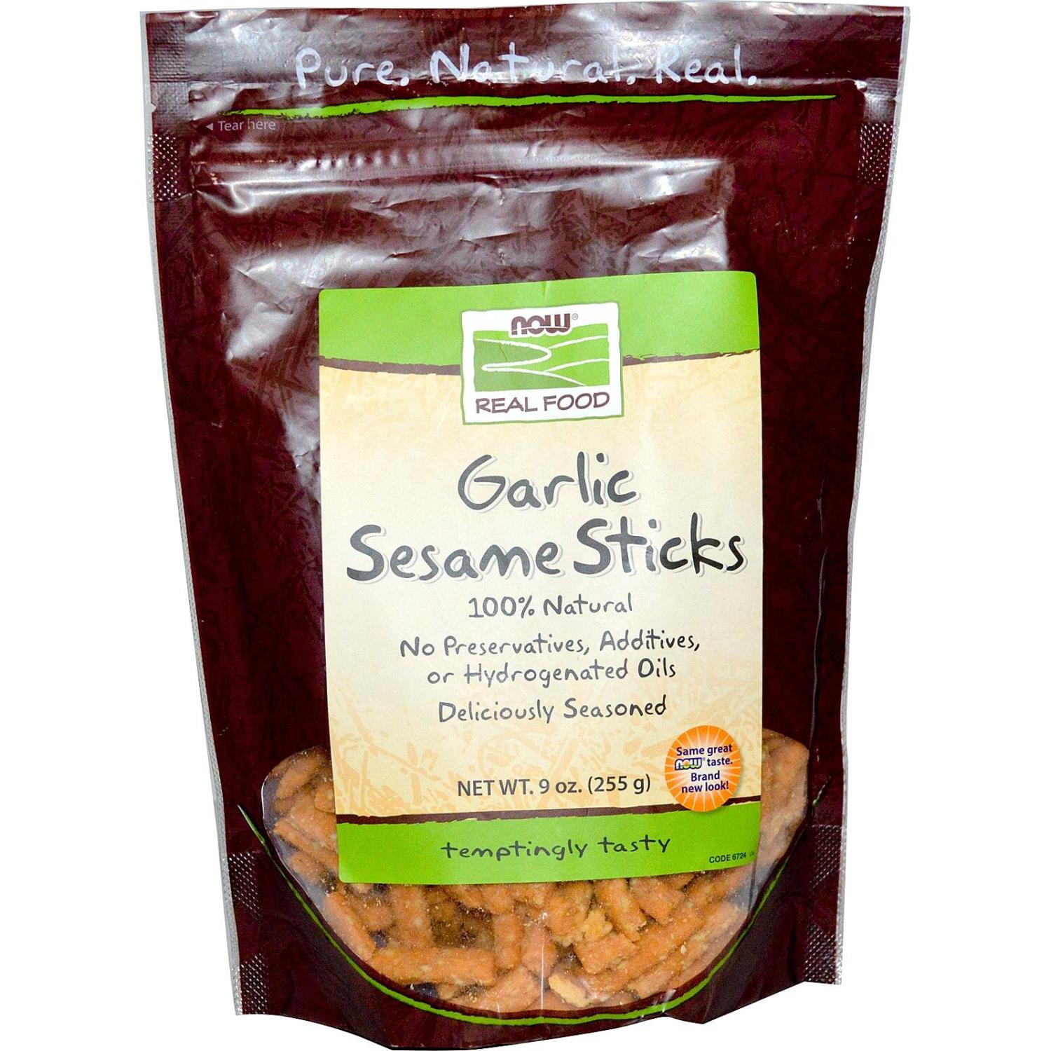 Now Foods Garlic Sesame Sticks 9 oz - Crunchy Snack for Healthy Living ...