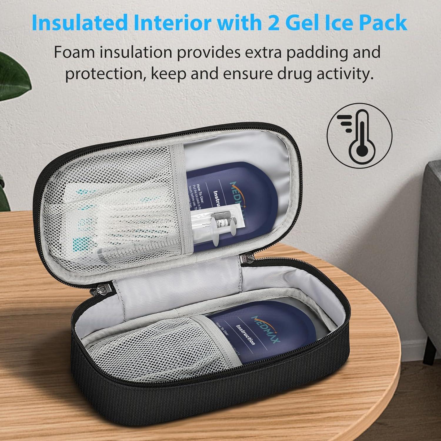 MEDMAX Insulin Cooler Travel Case with Ice Packs - Water Resistant ...