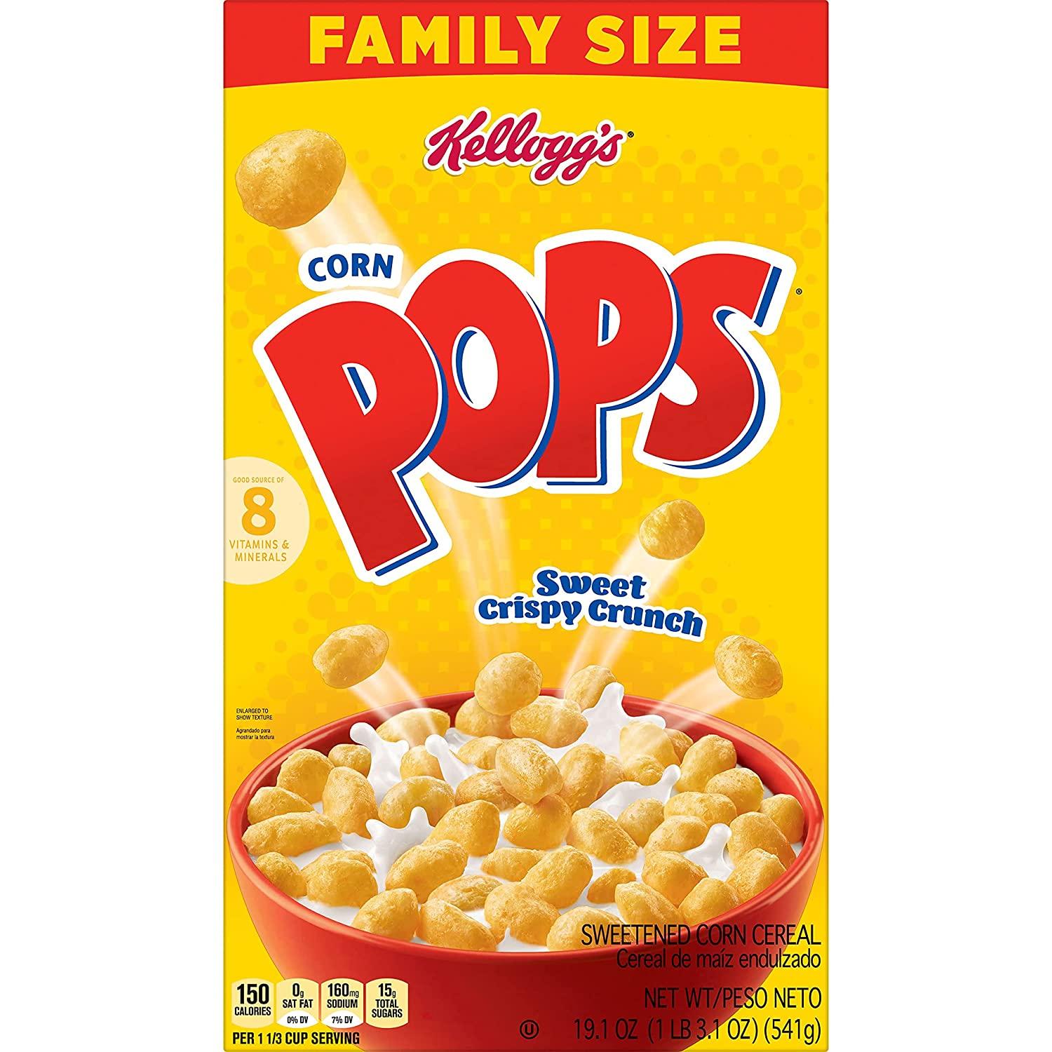 Kellogg's Corn Pops Cereal - Family Size 19.1oz Box | 8 Vitamins and ...
