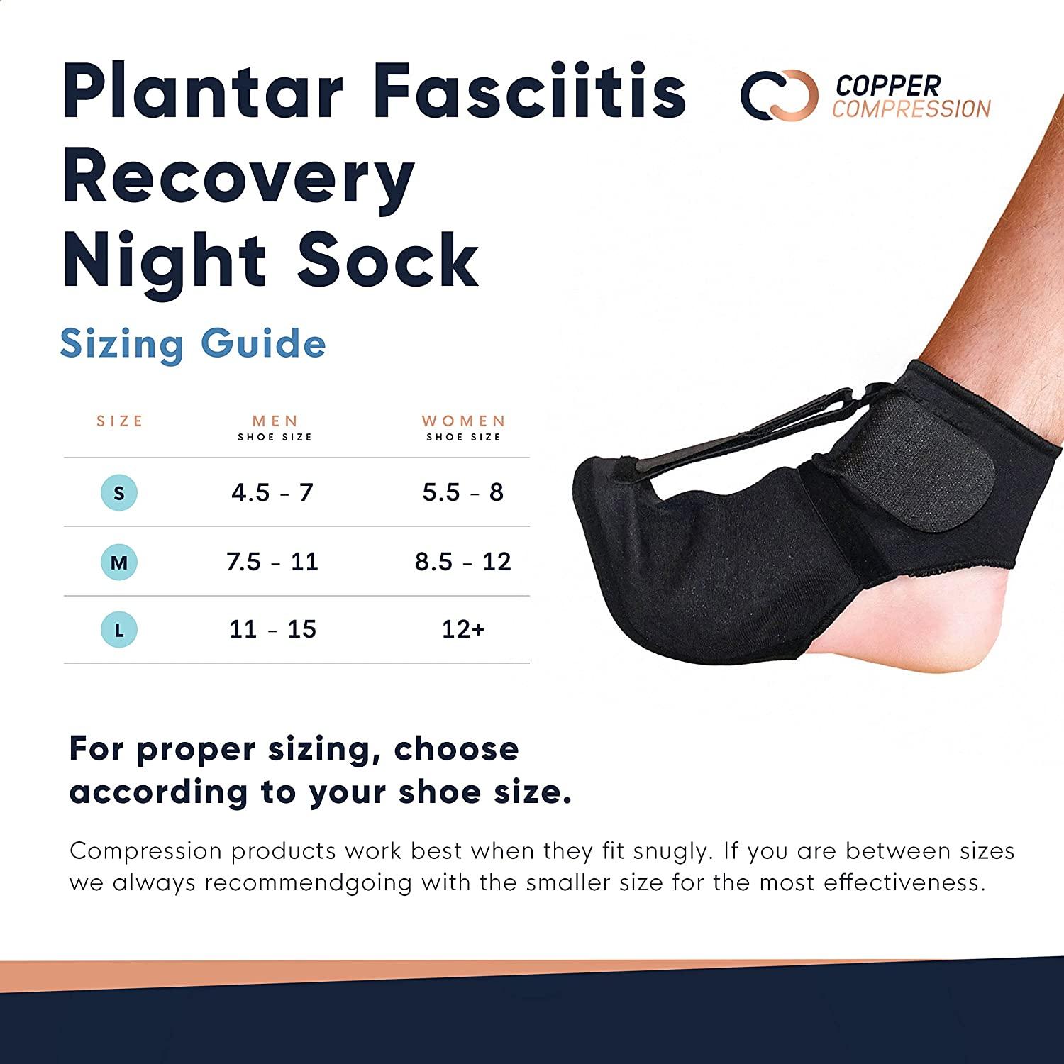 Copper Compression Plantar Fasciitis Night Splint Sock for Right or Left Foot - Dorsal Drop Foot ...