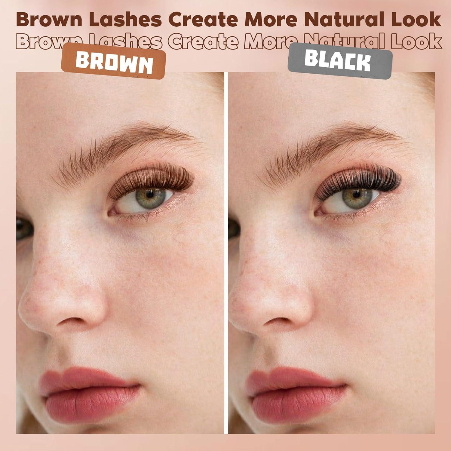 Buy Brown Lash Clusters - Natural Look Wispy Eyelash Extensions C Curl ...