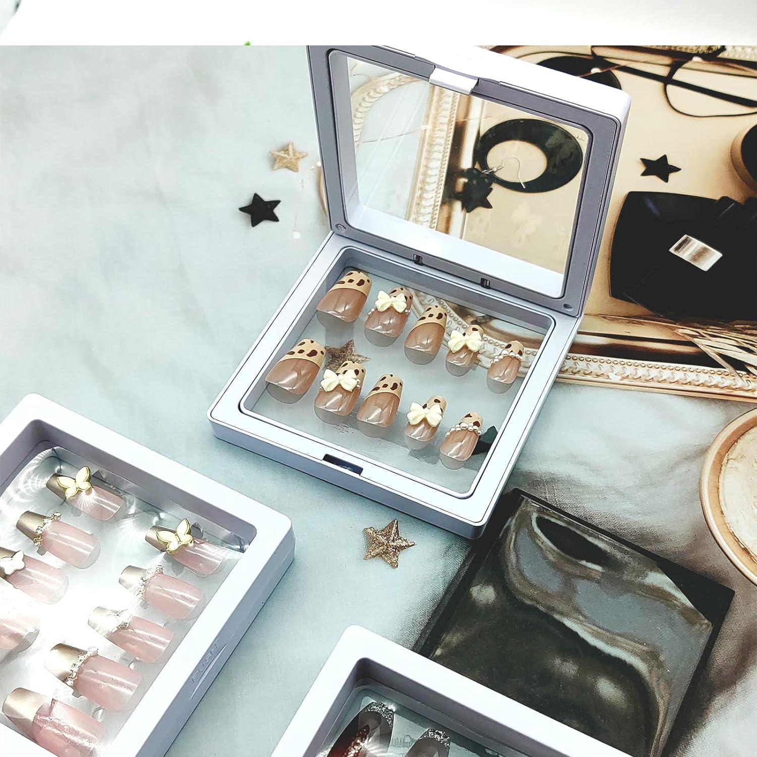 2023 Newest Press On Nail Storage Box Set | 20 Pack 3D Floating Display ...