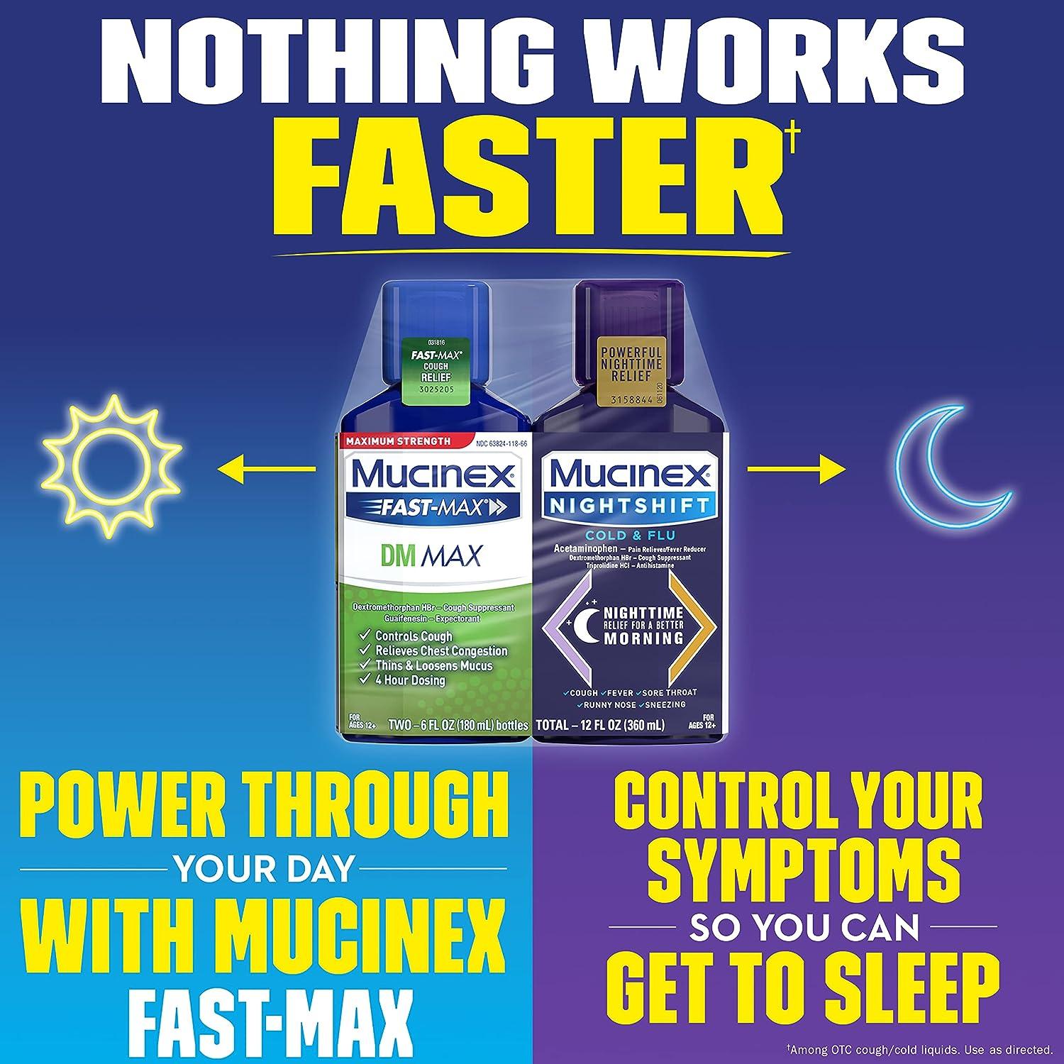 Mucinex FastMax DM Max & Nightshift Cold & Flu Liquid - 12 fl. oz ...