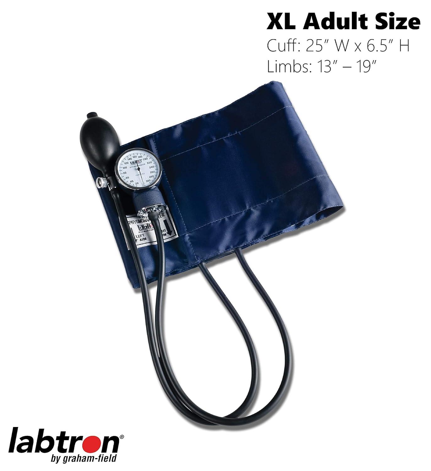 Labtron Adult XL Cuff Aneroid Sphygmomanometer - Blue/White Large Adult ...
