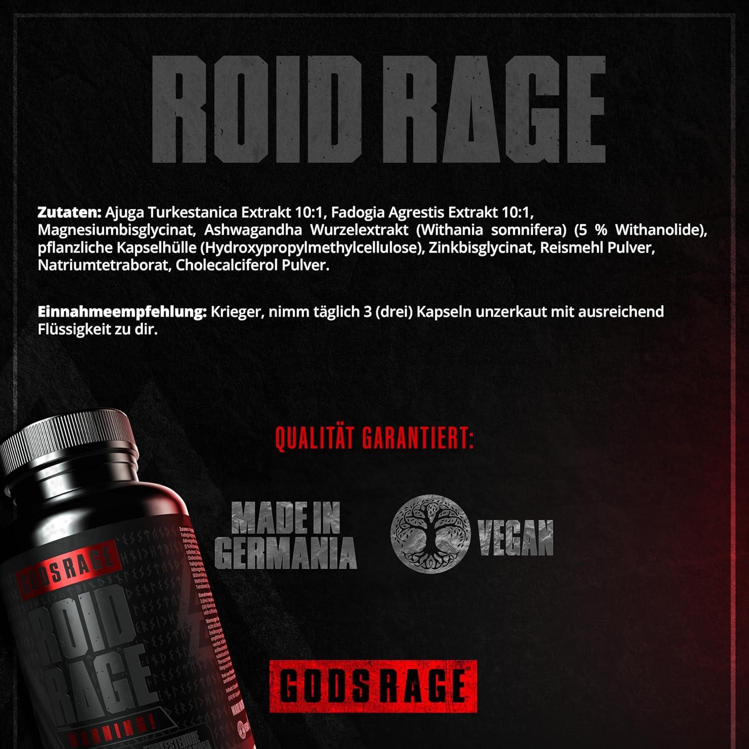 Godsrage ROID Rage - Powerful Turkesterone Ashwagandha & Fadogia ...