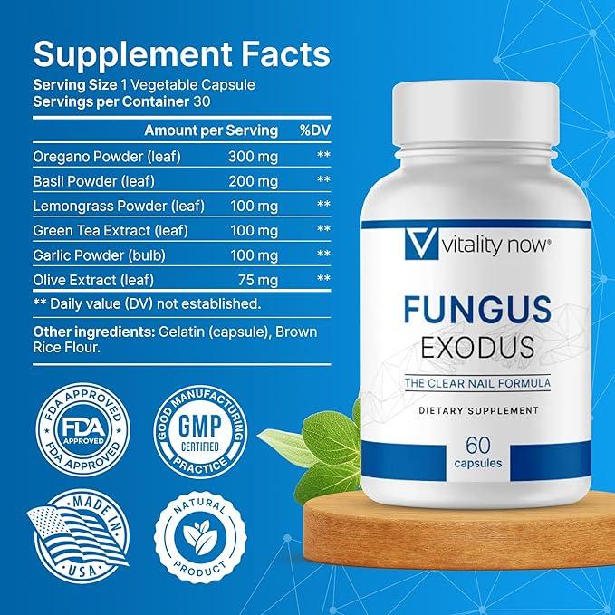 Vitality Now Fungus Exodus - 60 Capsules for Healthier Feet | Premium ...