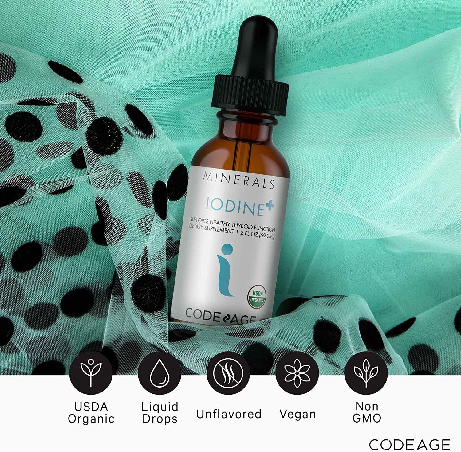 Codeage Organic Iodine Drops 250mcg - 1+ Year Supply - Nascent Liquid ...
