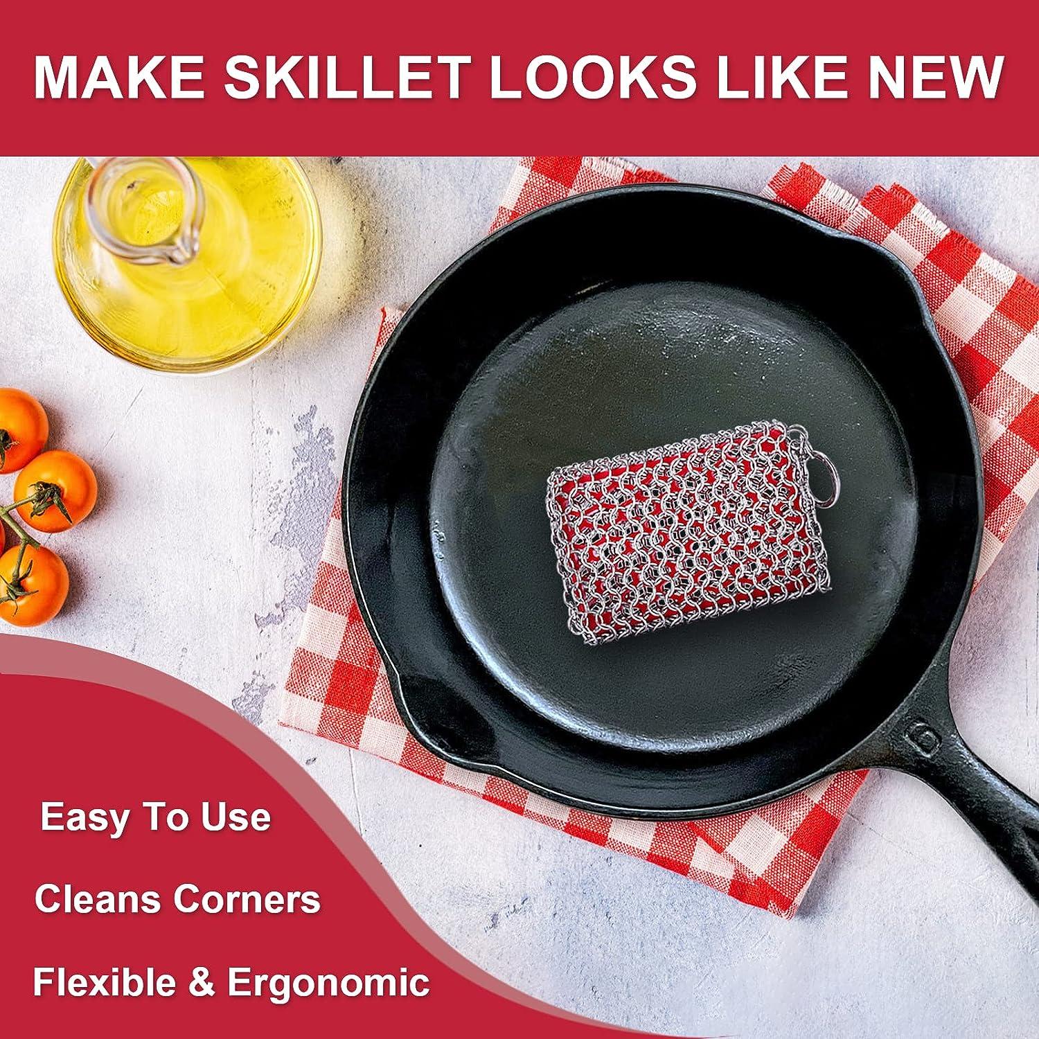 Cast Iron Cleaner Chainmail Scrubber with Silicone Insert - 316L ...