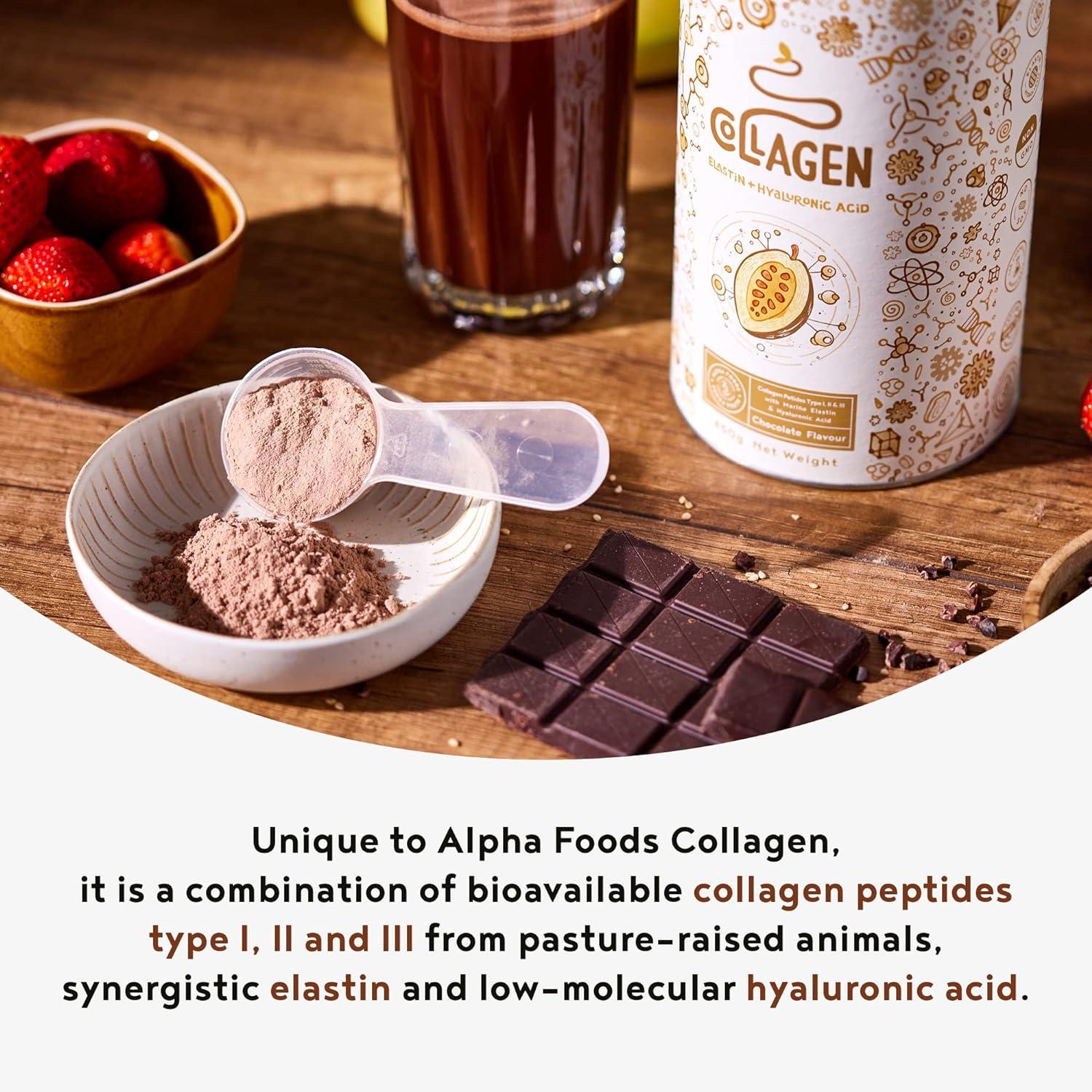 Alpha Foods Chocolate Collagen Powder with Hyaluronic Acid 450g - Amino ...