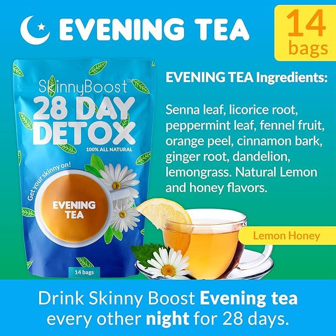 SkinnyBoost 28 Day Detox Tea Kit-1 Daytime (28 Bags) 1 Evening (14 Bags ...