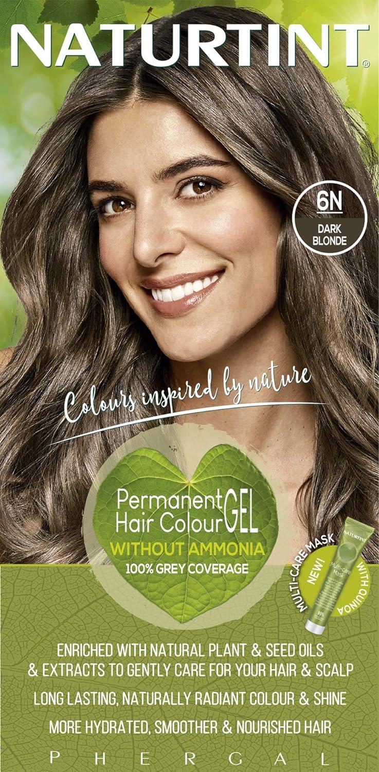 Naturtint 6N Dark Blonde Permanent Hair Colour - Ammonia-Free, Long-Lasting Grey Coverage with ...