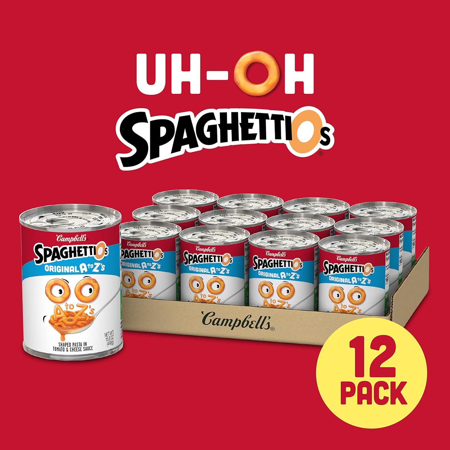 SpaghettiOs Original A to Z's Canned Pasta 15.8 OZ Healthy Snack for ...