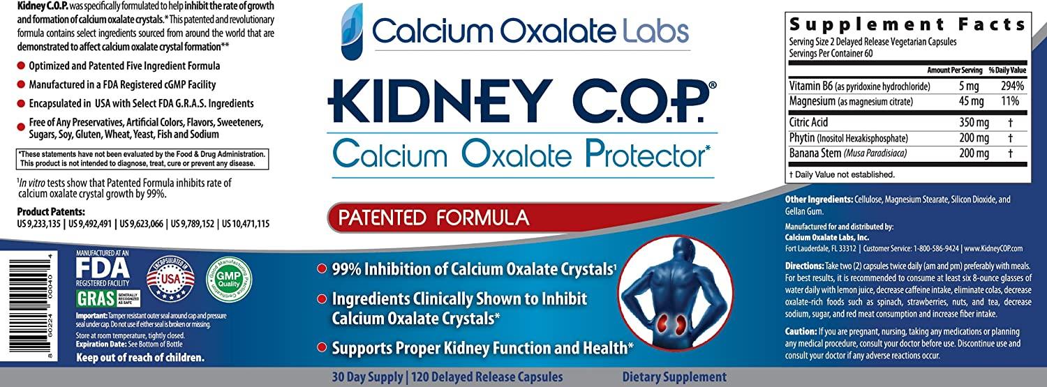 Kidney COP 120 Capsules: Patented Support for Calcium Oxalate Crystals ...