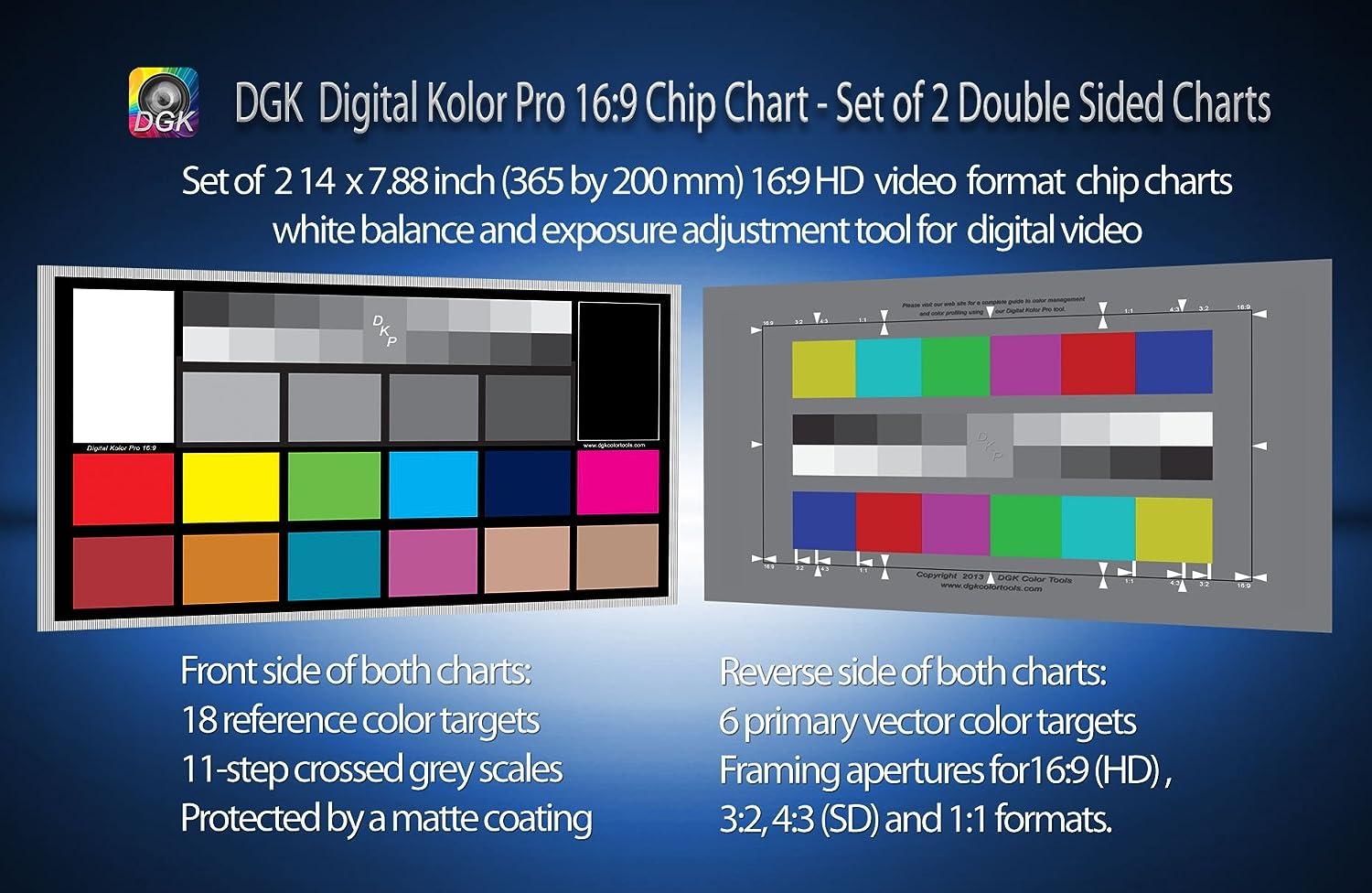 DGK Digital Kolor Pro 16:9 Chart - Set of 2 Large Color Calibration ...