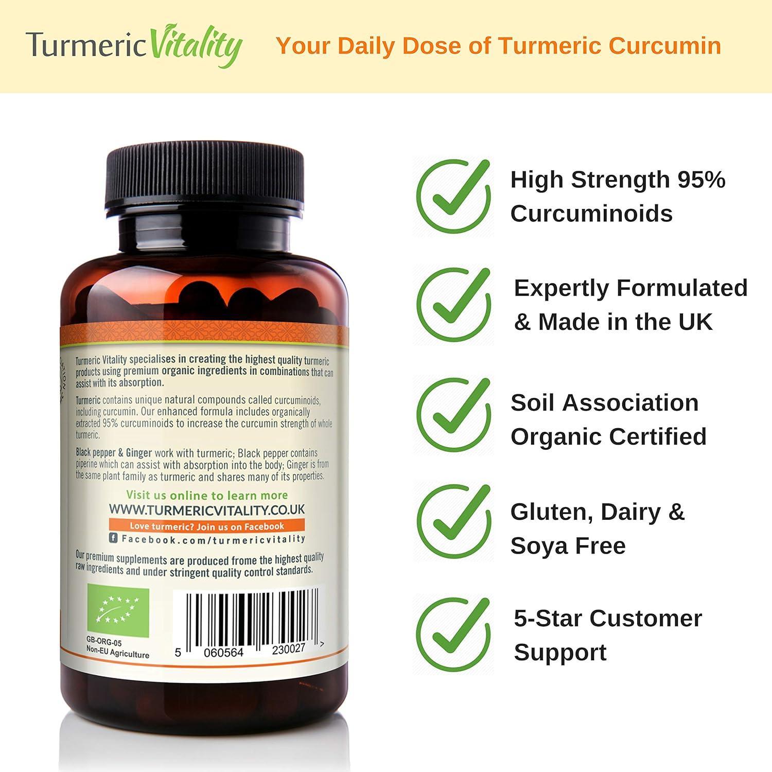 Organic Turmeric Curcumin Capsules | Triple Strength 95% Curcumin with ...