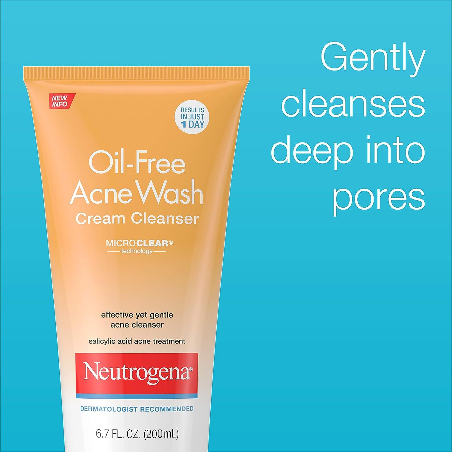 Neutrogena Oil-Free Acne Face Wash Cream Cleanser - 2% Salicylic Acid ...