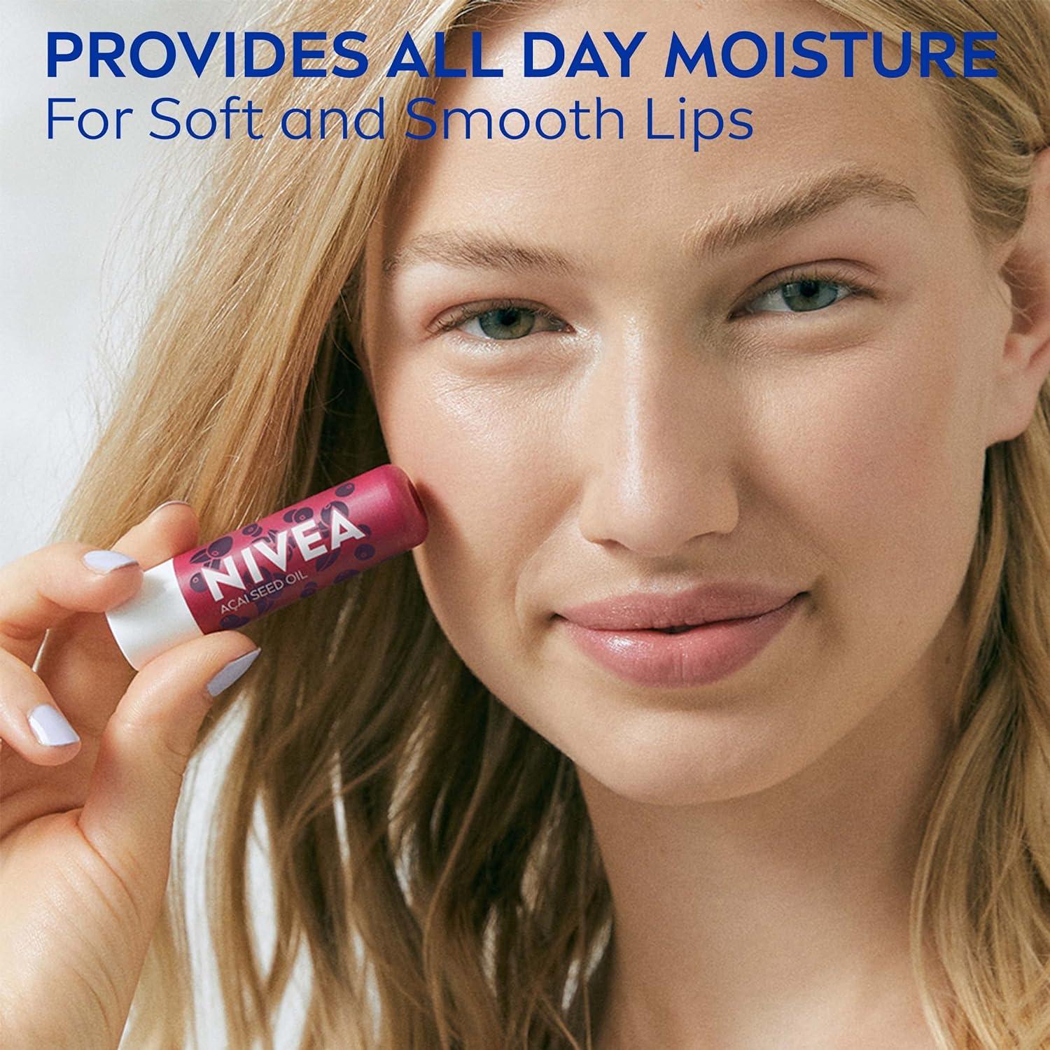 NIVEA Vegan Lip Care Variety Pack - Acai Seed Oil & Hemp Seed Oil Shea ...