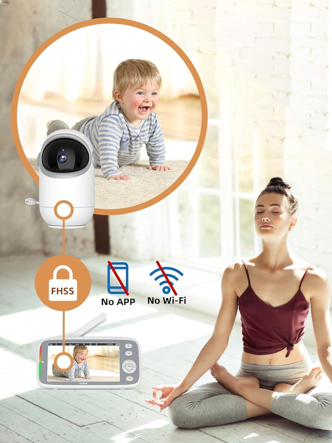 Taktark Babyphone with 720p Camera | 5 Video Baby Monitor | Pan-Tilt ...