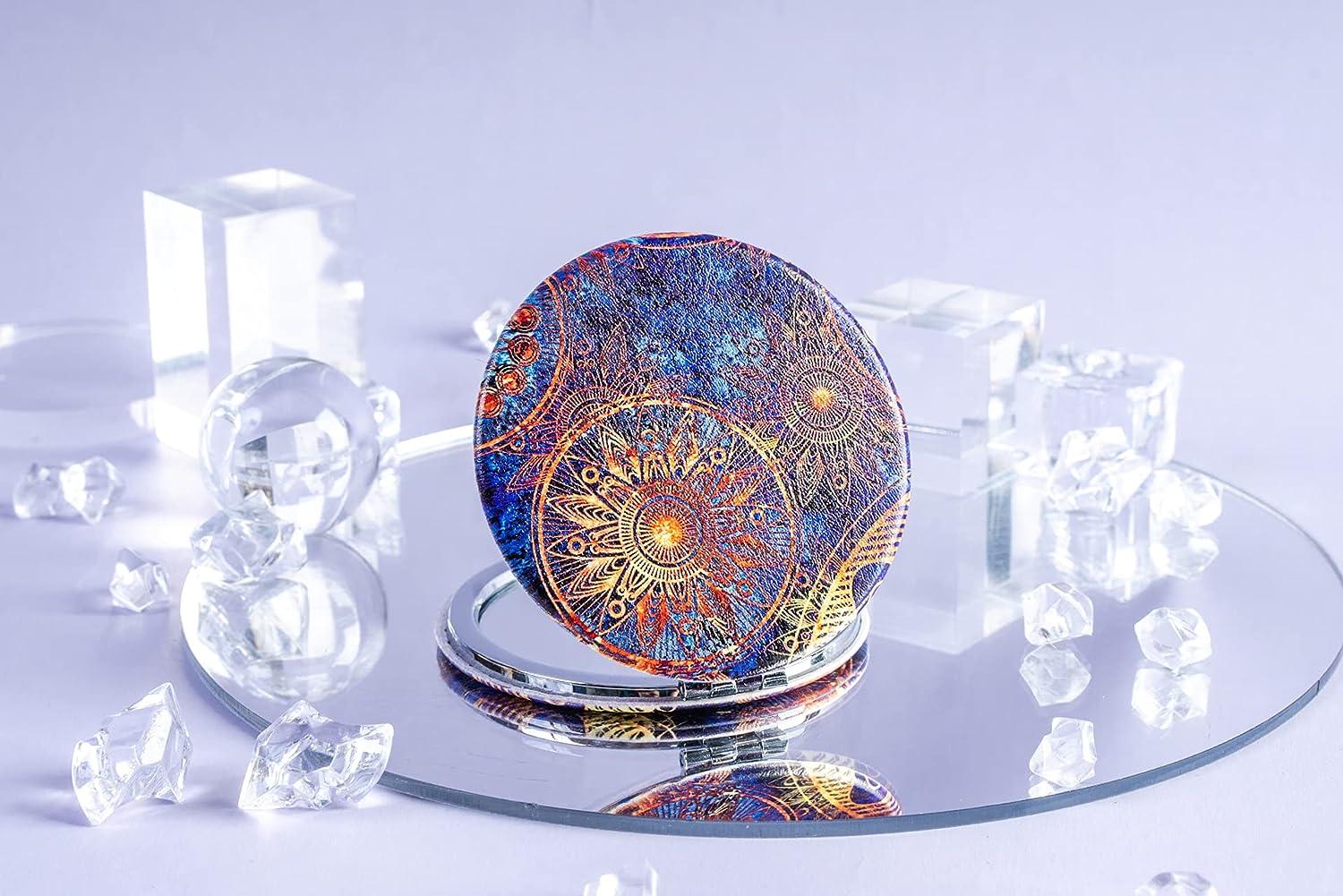Lizimandu Metal Compact Mirror - 3X Magnifying Makeup Mirror - Blue ...