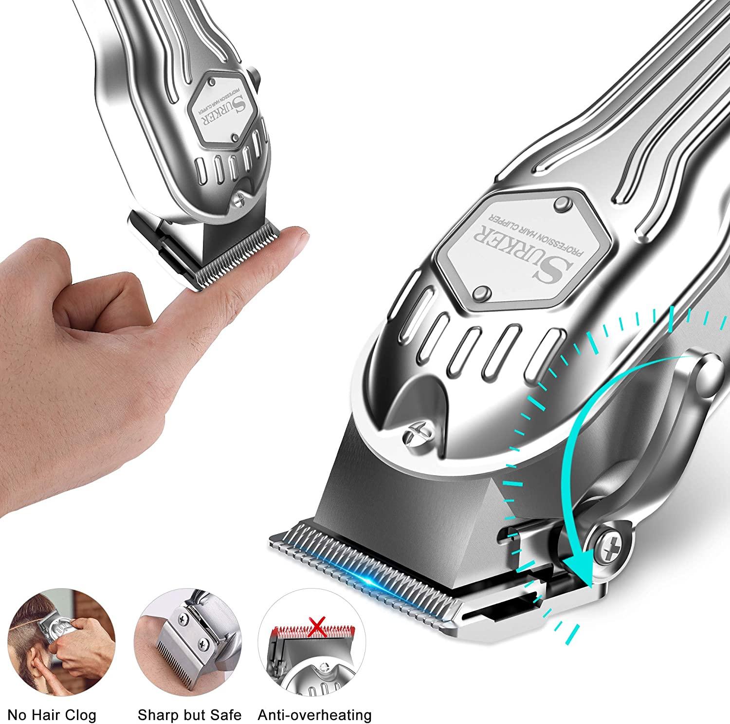 SURKER Mens Hair Clippers - Cordless Professional Haircut Kit with ...