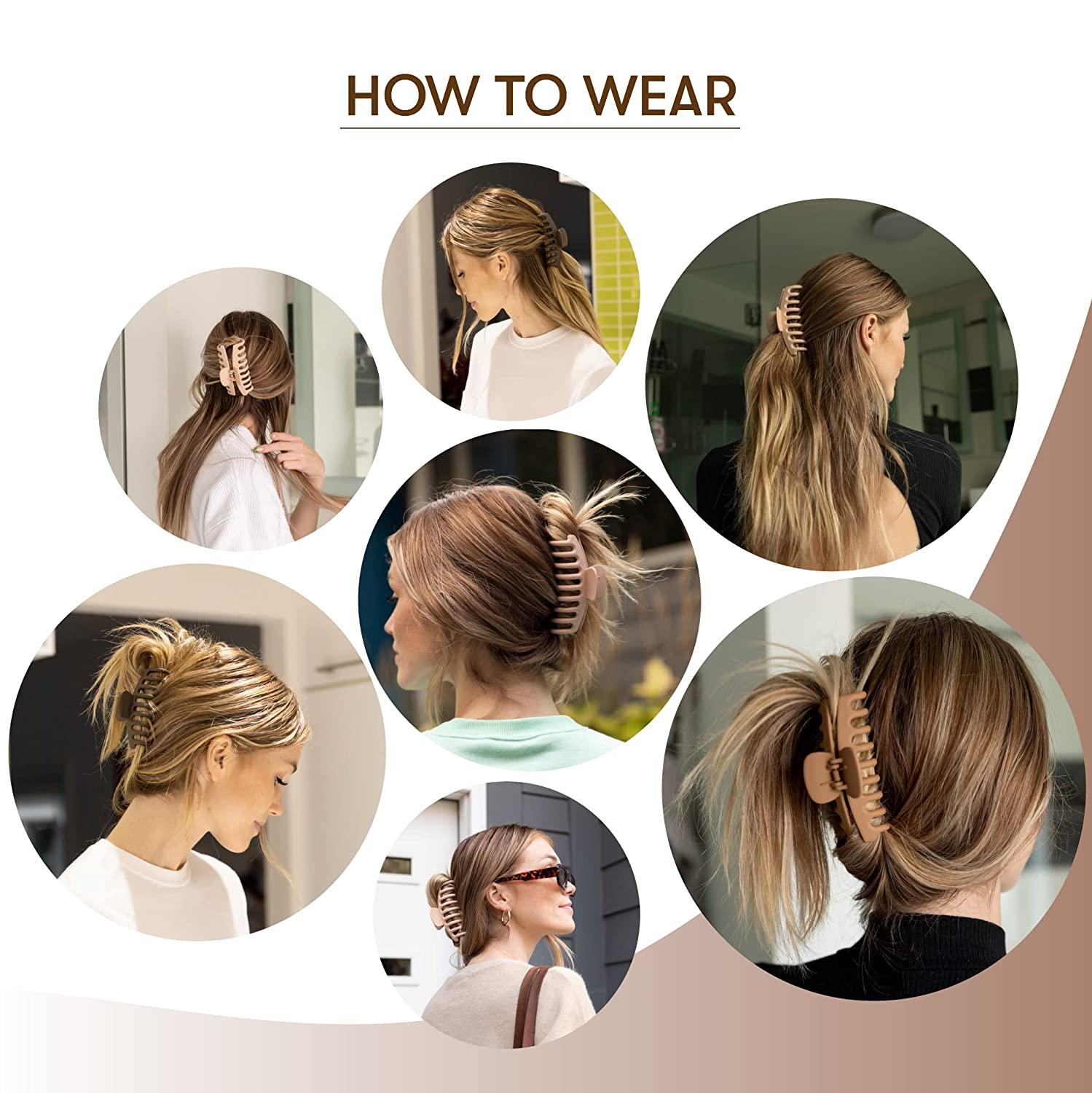 Framar Large Claw Clips for Thick Hair - 4 Pack | Big Hair Clip for ...