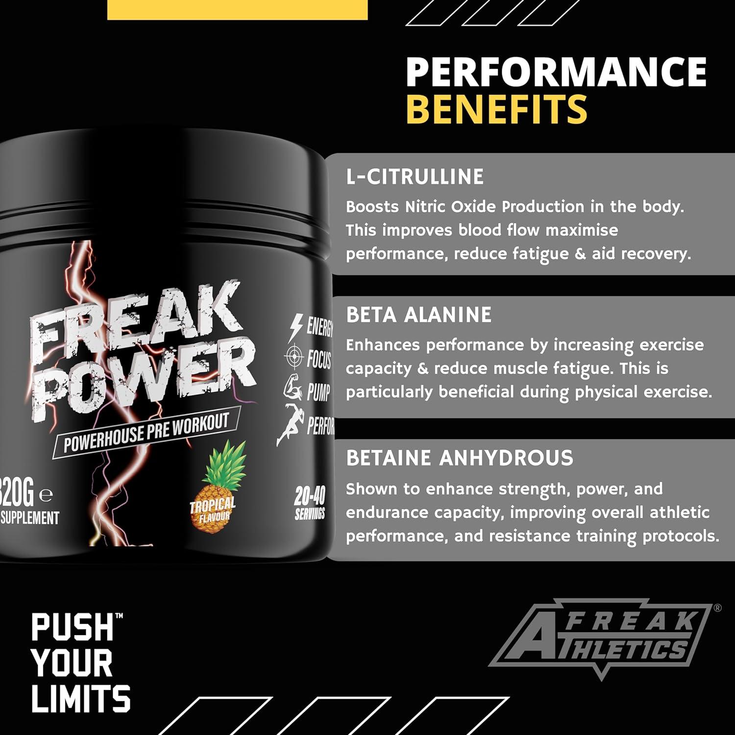 Freak Power Tropical Pre Workout Powder 320g - Boost Energy and ...