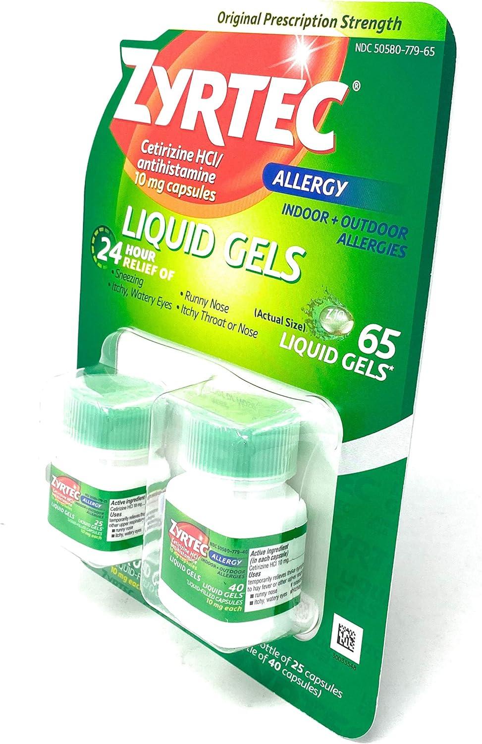 Zyrtec Liquid Gels 65 Count - Fast Relief Allergy Medicine | Buy Now ...