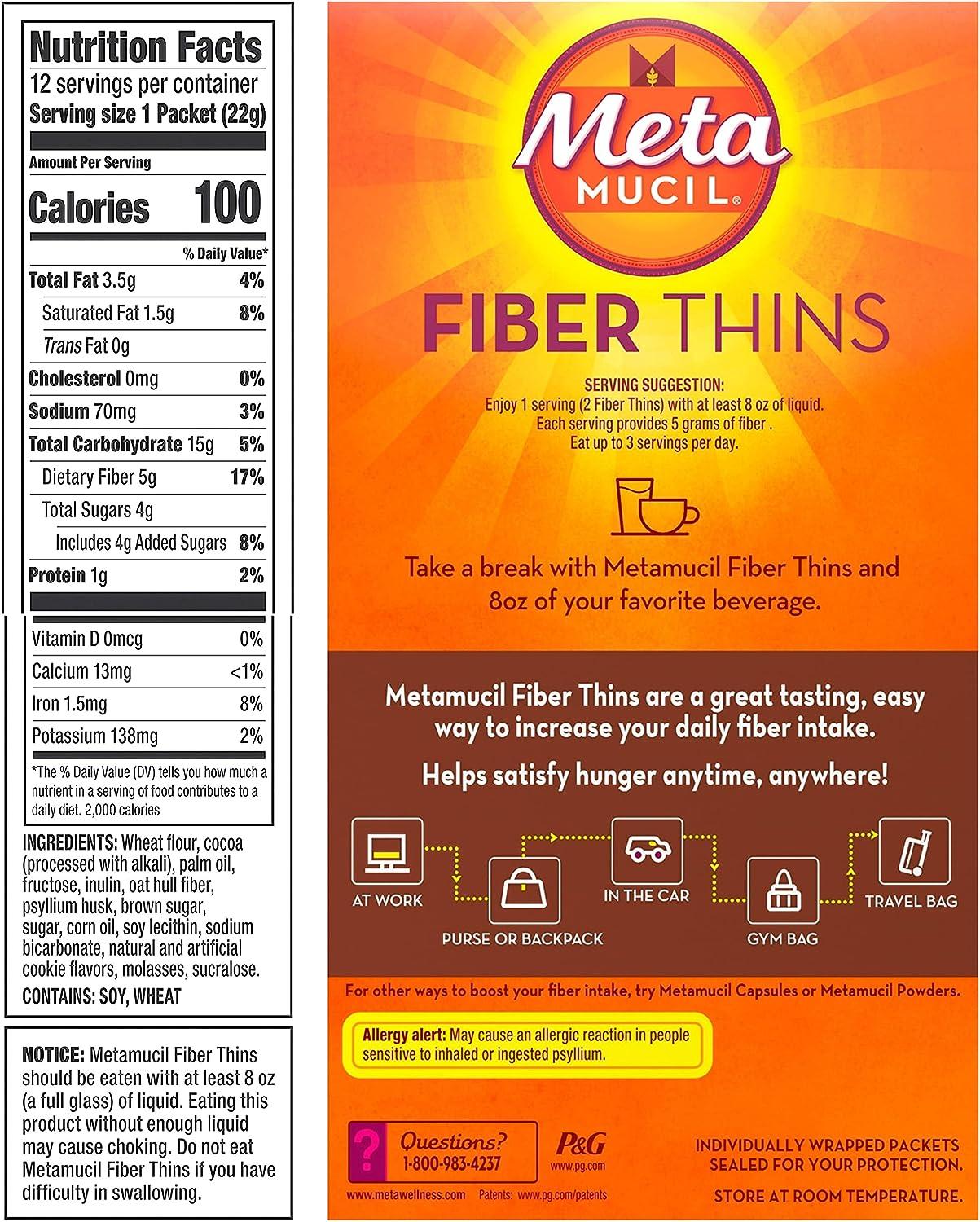 Metamucil Fiber Thins - Apple Crisp & Cinnamon Spice Variety Pack - 24 ...