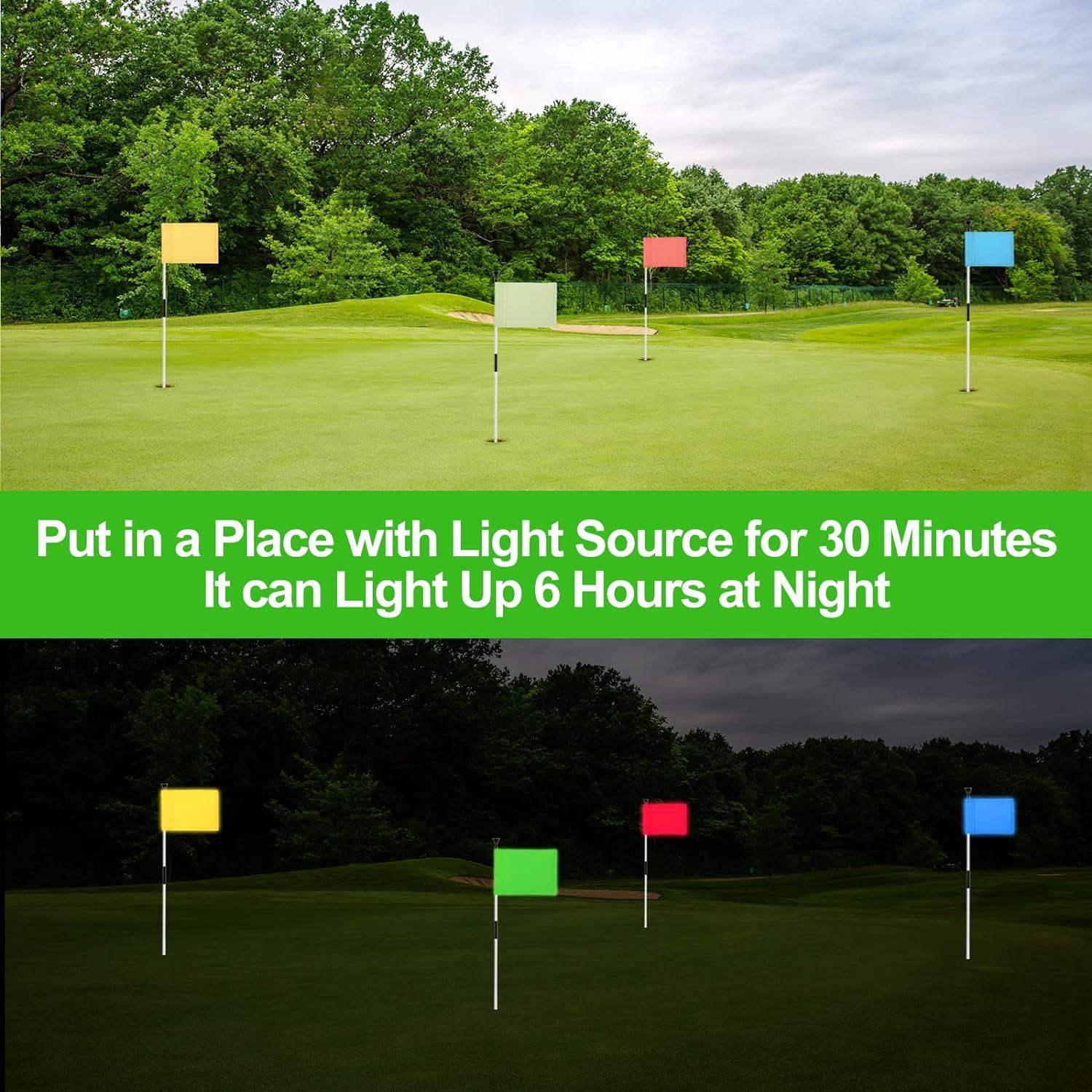 KINGTOP Double Sided Glow Golf Flag 4-Pack - 8x6 Inch Putting Green ...