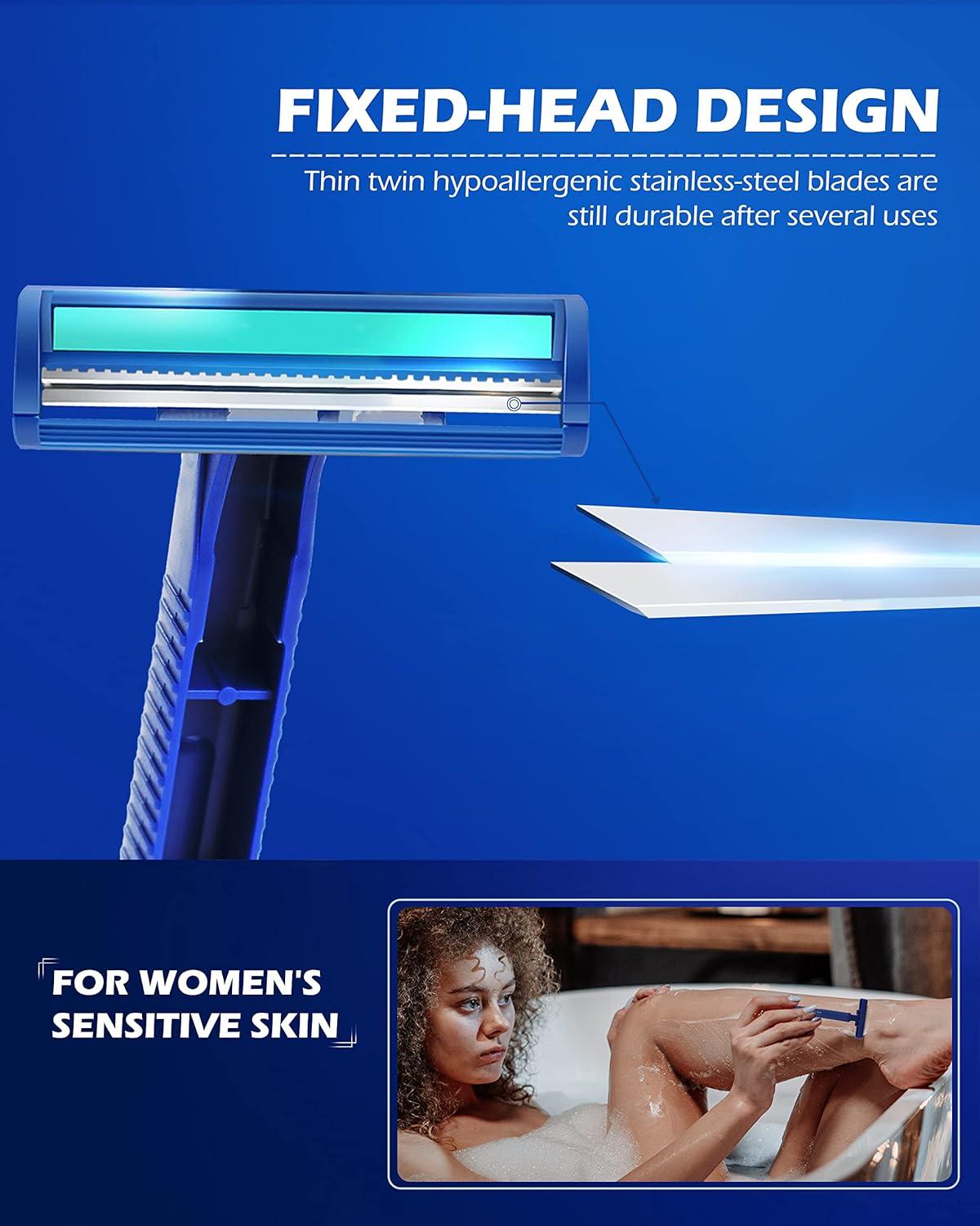 50 Count Men's Disposable Razors with Lubricating Strips - Twin ...