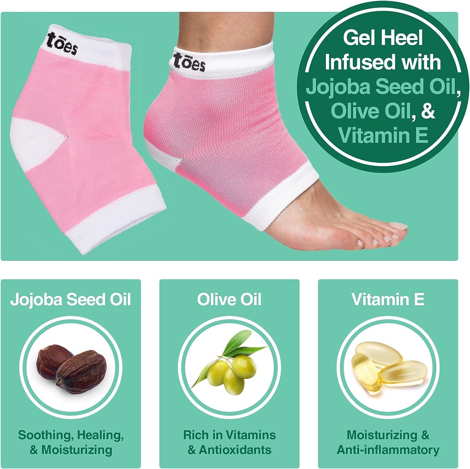 ZenToes Moisturizing Heel Socks - 2 Pairs Gel Lined Toeless Spa Socks ...