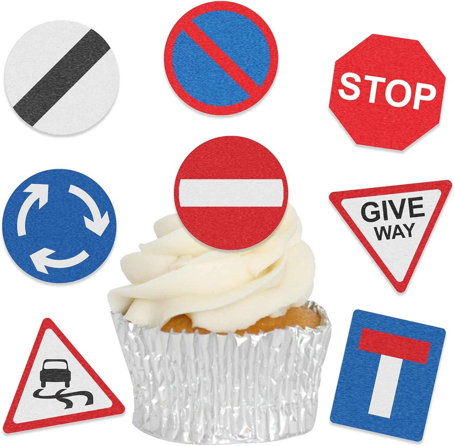 Edible Wafer Road Traffic Signs Pre-Cut Cupcake Toppers - 24pc | Buy ...