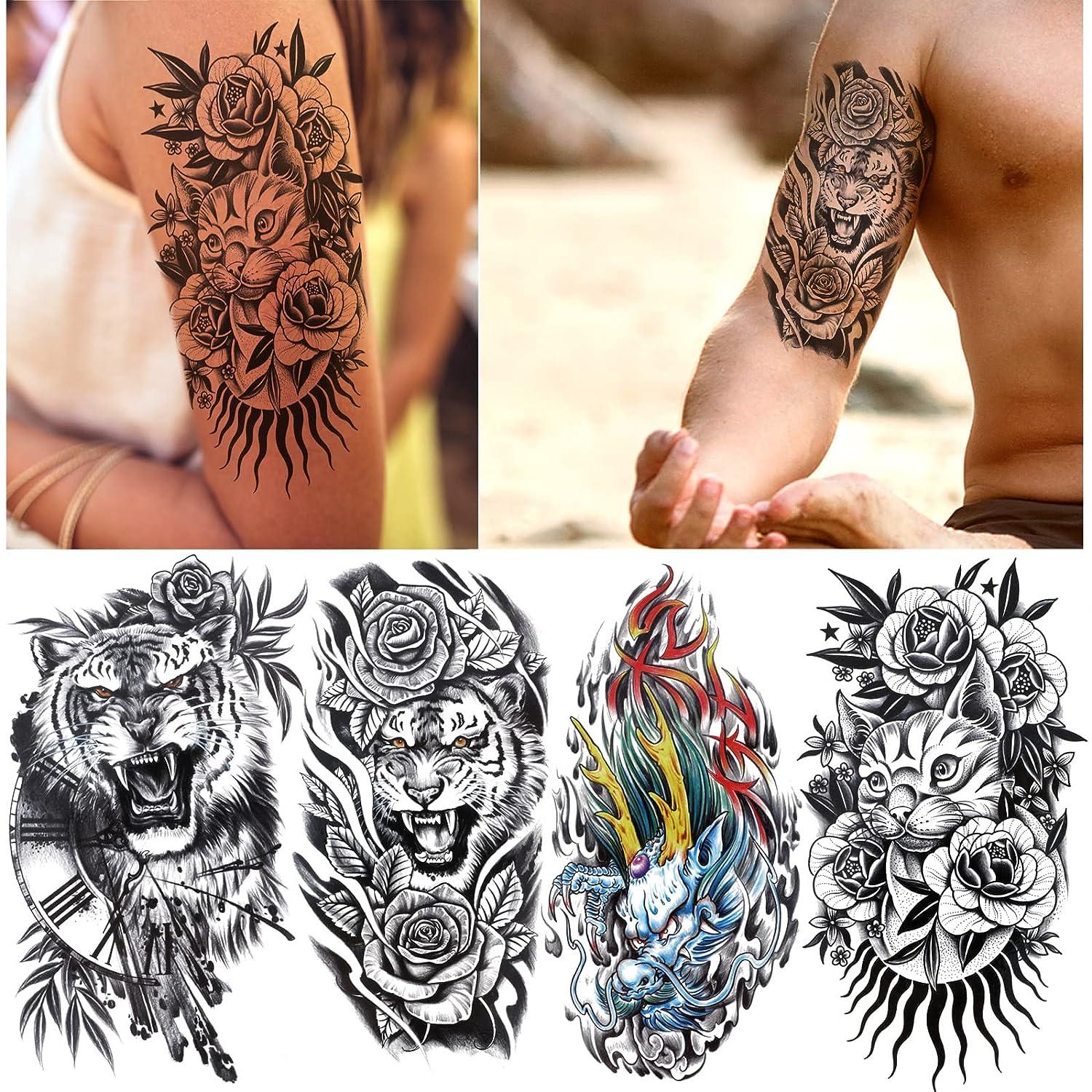10 Sheets Large Forearm Tattoo Half Sleeve Temp Tattoos For Adults ...
