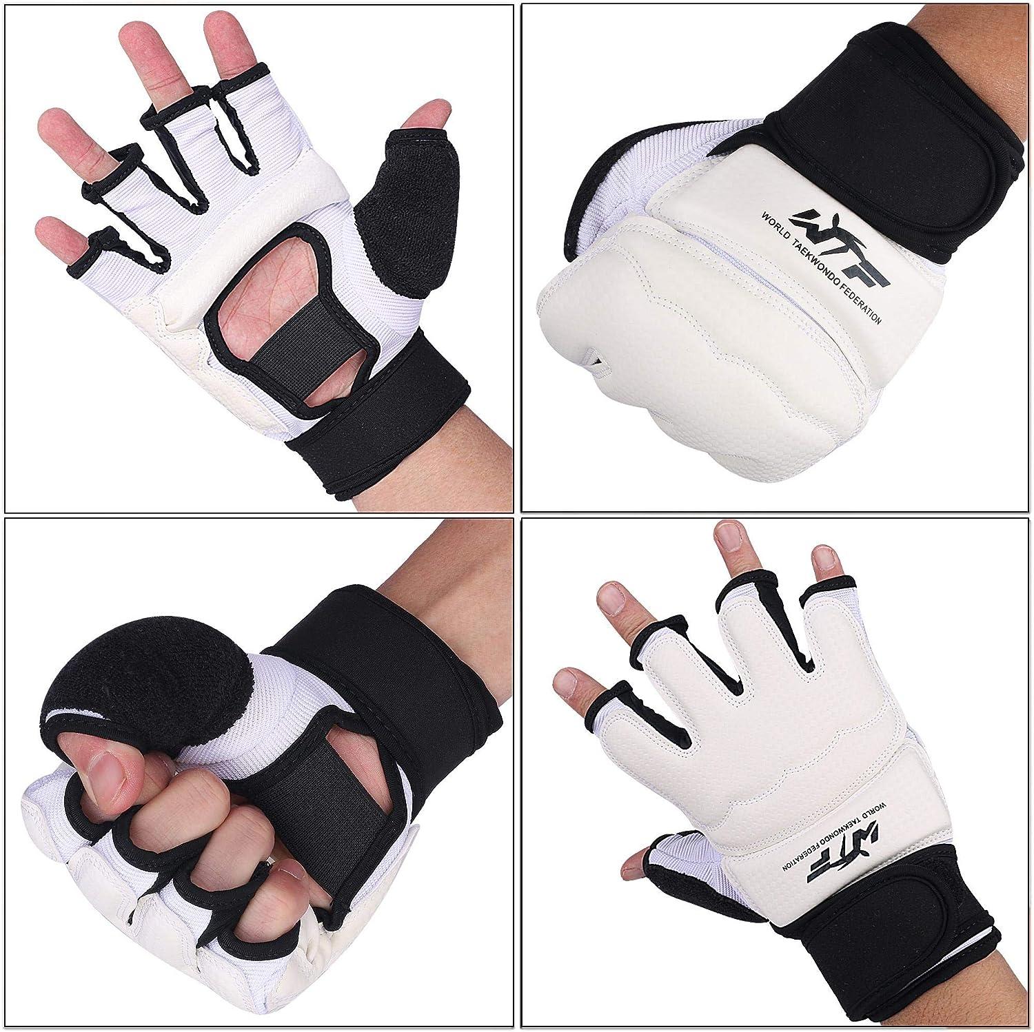 Taekwondo Sparring Gloves & Foot Gear - WTF Approved Half Finger Set ...