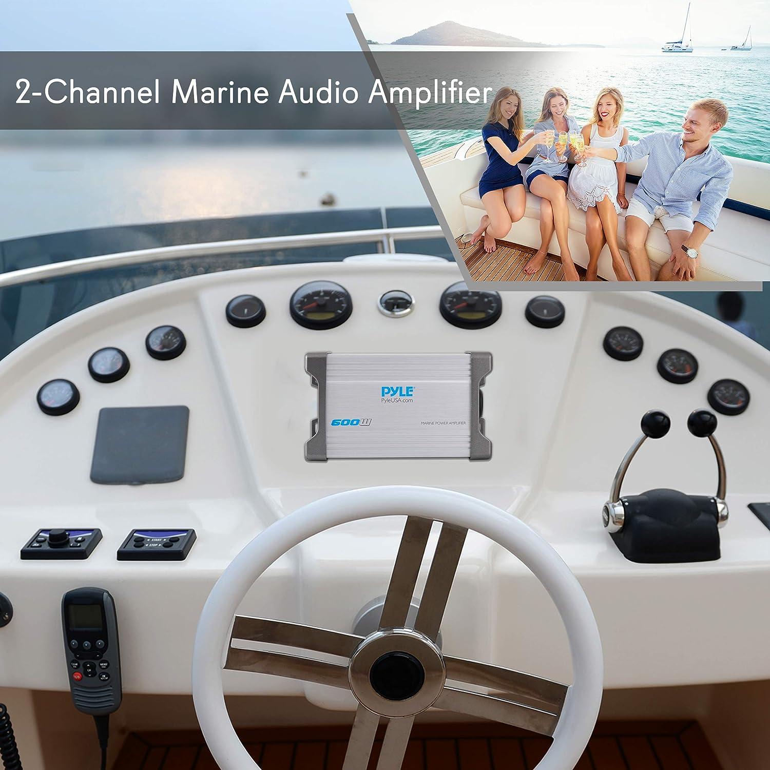 Pyle 2-Channel Marine Amplifier Receiver - Waterproof and Weatherproof ...