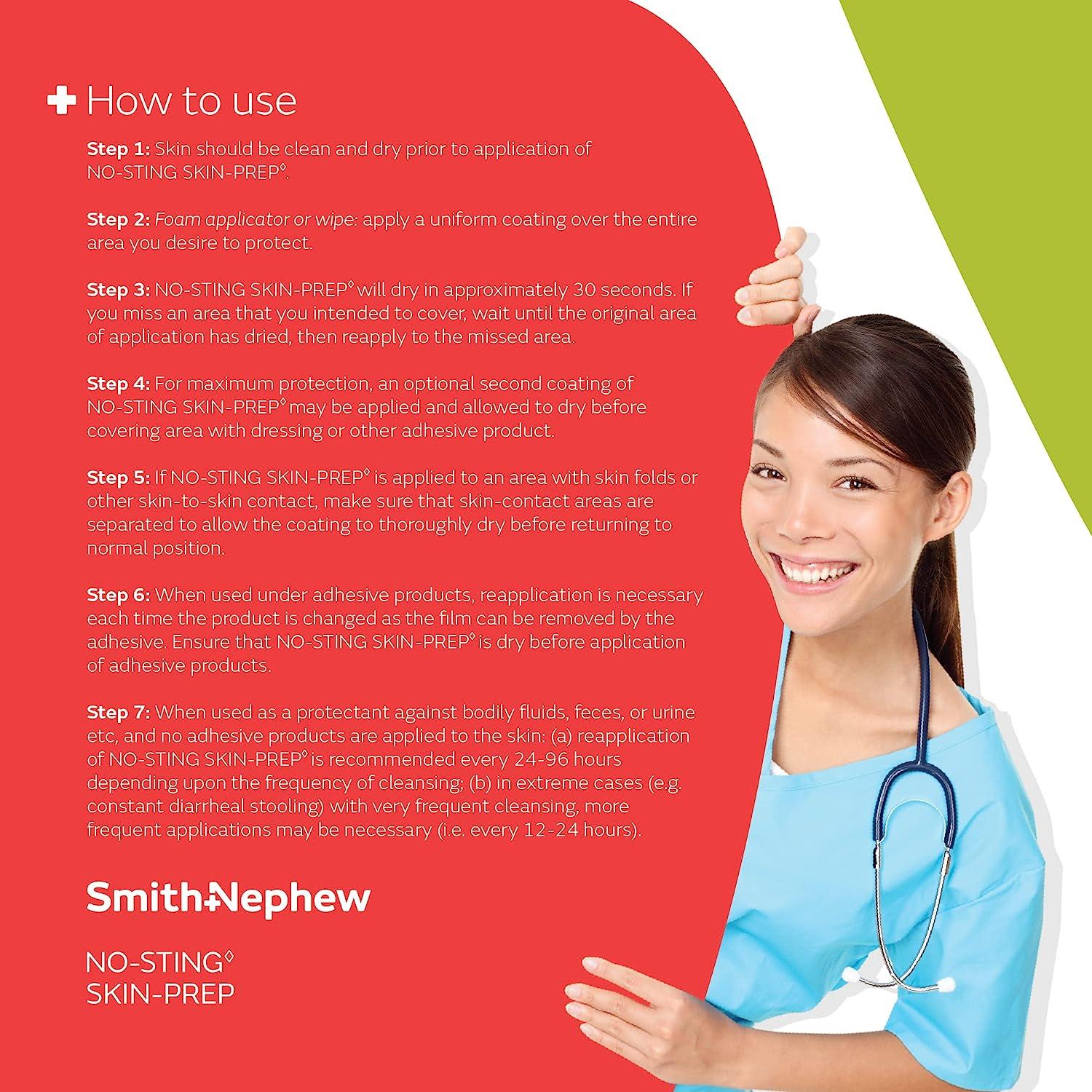 Smith & Nephew NO-STING SKIN-PREP Wipes - Alcohol-Free Skin Barrier ...