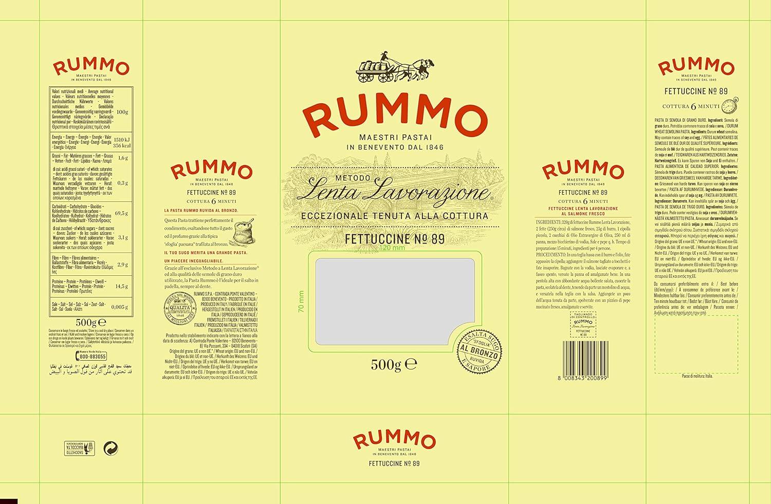 Rummo Fettuccine Pasta No.89 500g - Authentic Italian Pasta for ...