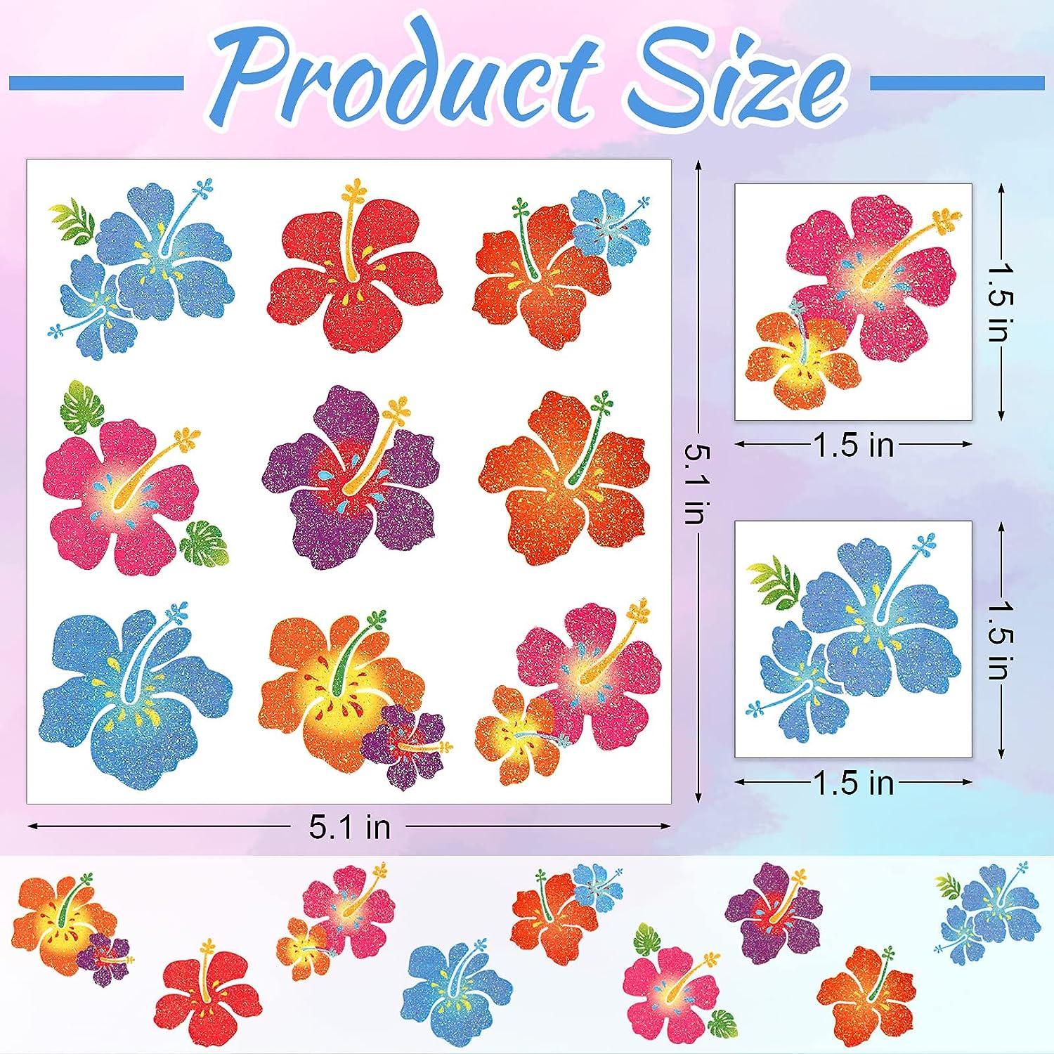 Hibiscus Glitter Temporary Tattoo Stickers - 180 Pcs | Summer Fake ...