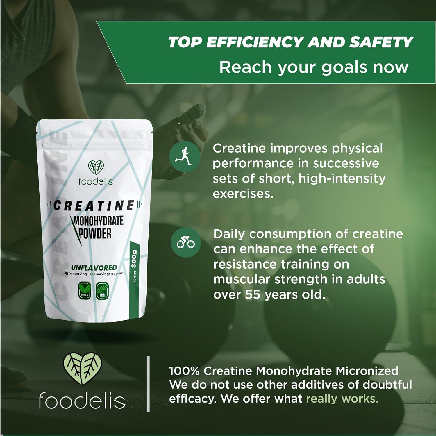 Creatine Monohydrate Powder 300g - 100 Servings, Vegan & Gluten-Free ...