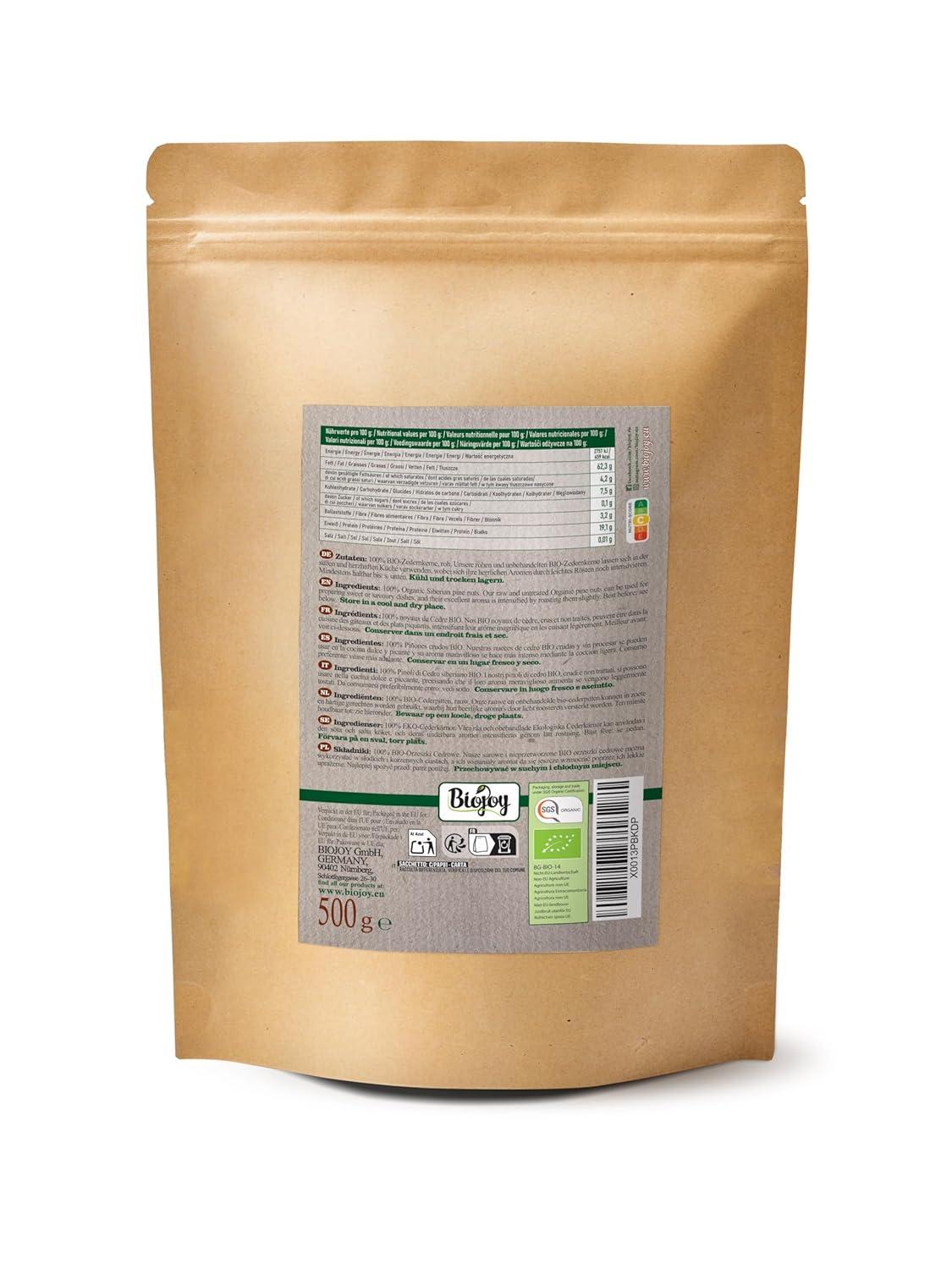 BioJoy Organic Cedar Nuts from Siberia - 500g Shell-Free Alternative to ...